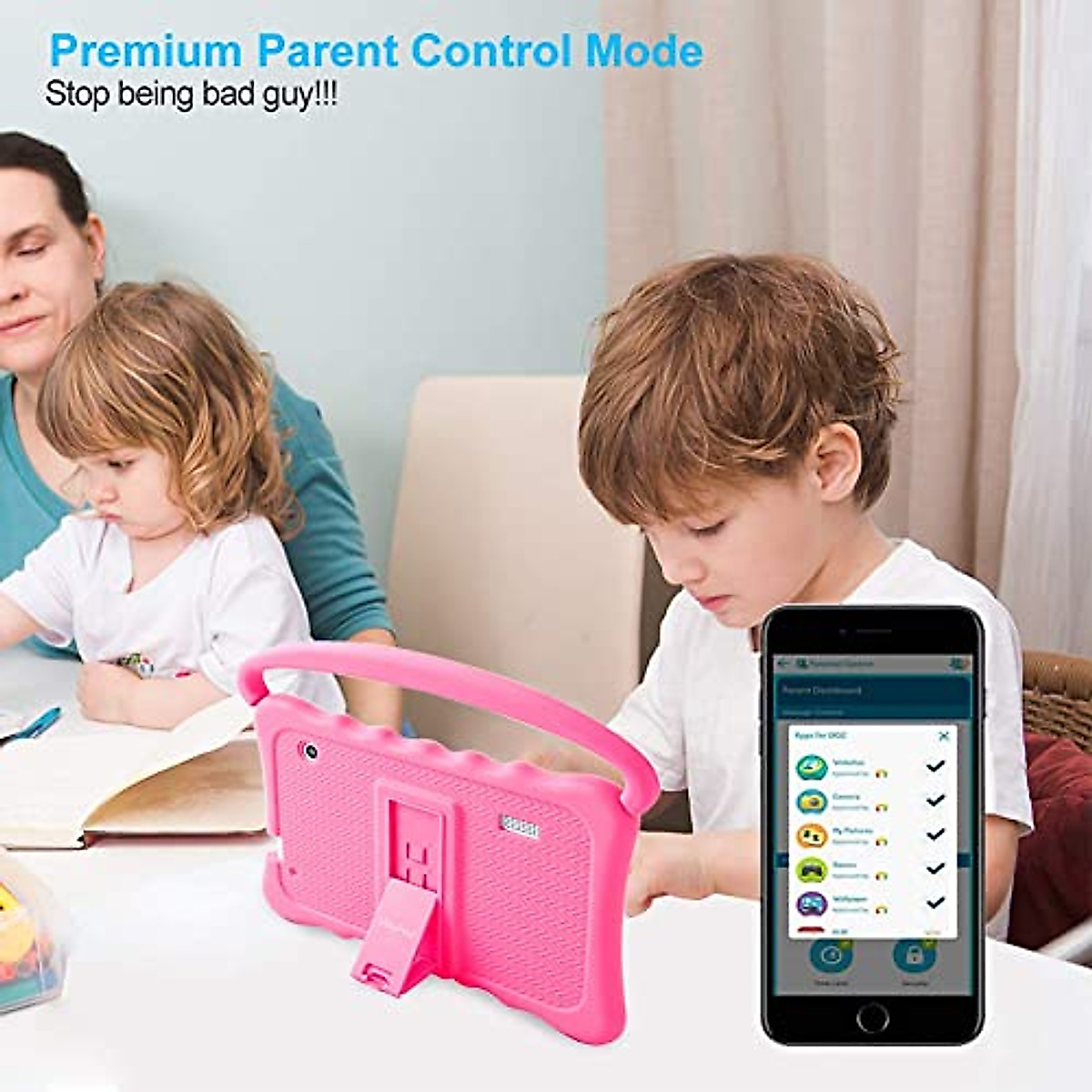 Kids Tablet 7 Toddler Tablet for Kids Edition Tablet for Toddlers 32GB with WiFi Dual Camera googple Plays Netflix YouTube Children’s Tablets Android 10 Parental Control Shockproof Case (Rose Red)