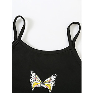 Floerns Girls Graphic Print Clothes Cami Top Sweatpants with Jacket 3 Piece Outfit Black 11-12Y