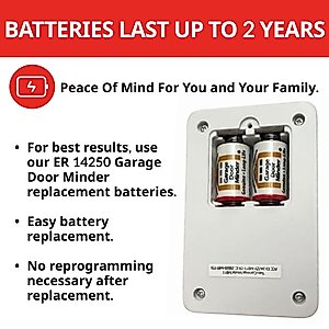 Garage Door Minder® Version II. 100% Wireless. Installs in Two Minutes! No Wi-Fi. in-Home Monitor & Alert System. Great for Seniors!