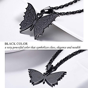 PROSTEEL Big Butterfly Chain Jewelry Womens Necklaces Pendants Woman Stainless Steel Black Necklace for Women Gothic Jewelry