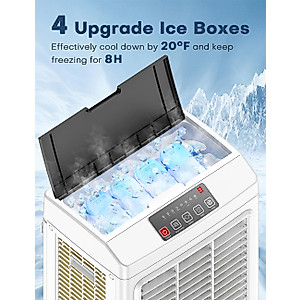 BALKO Evaporative Air Cooler, 2100CFM Windowless Air Conditioner w/7H Timer & Remote, 7H Timer & Remote, Portable for Room Garage Patio Black