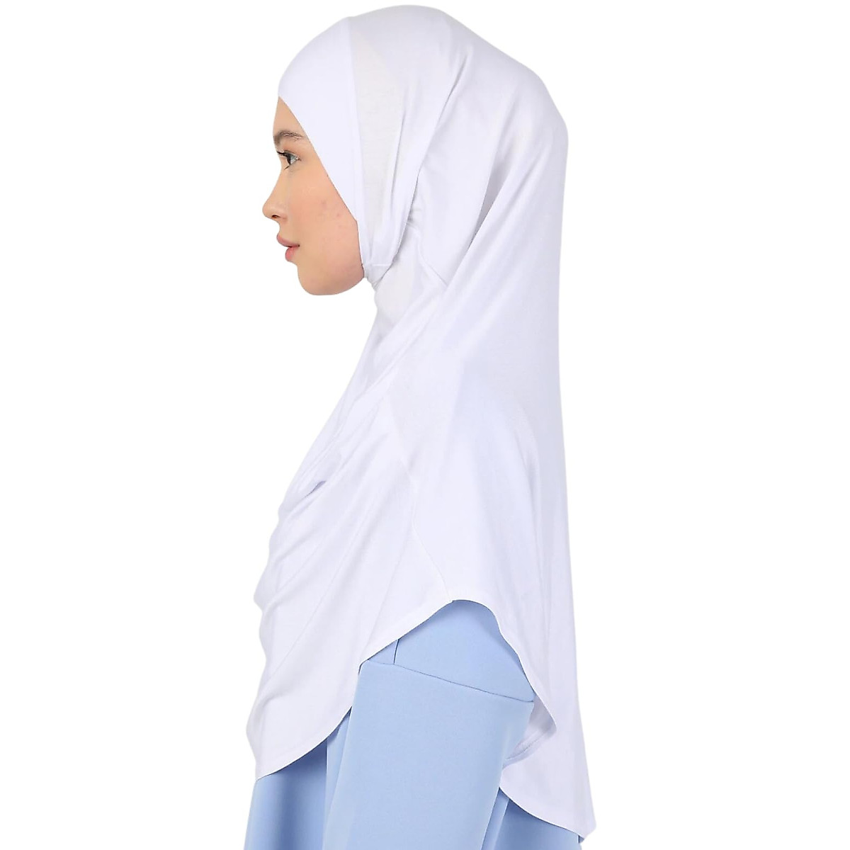 Prien Ready To Wear Hijab For Women, Instant Turban, Soft Muslim Scarf For Prayer, Long Hijabs, Islamic Clothes, Jersey Abaya (White)