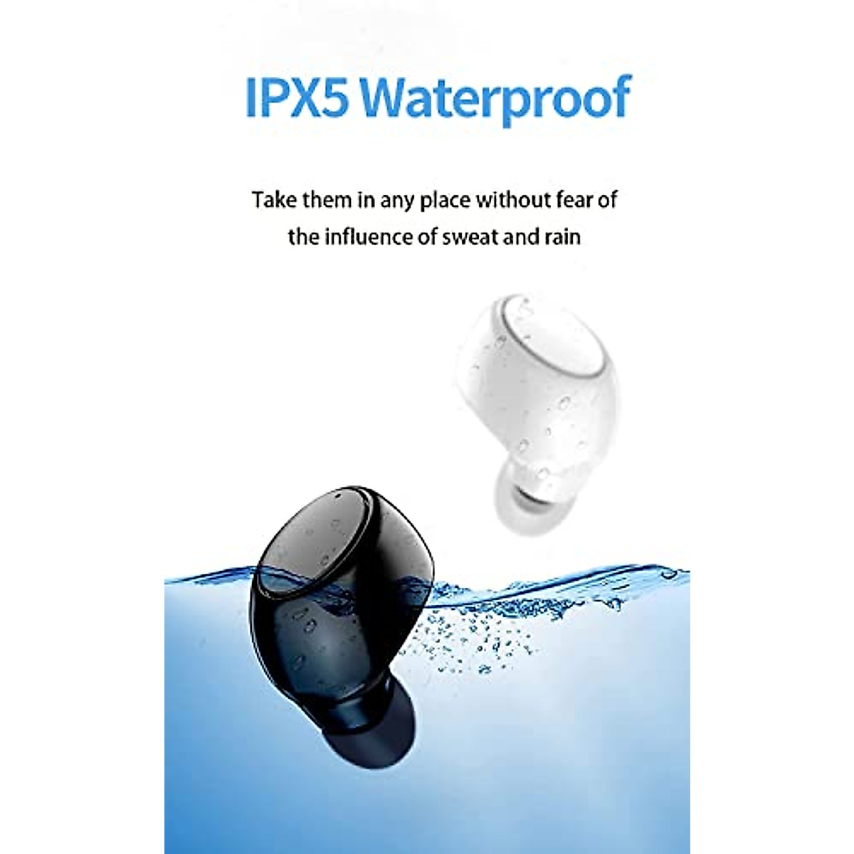 XBAKE Single Bluetooth Earbud, Mini Invisible Wireless Headset, Smallest in-Ear Headphone, Sports Earpiece with Mic, 8 Hrs Playtime, for Car Vehicle Business, Waterproof Earphone for Android iPhone