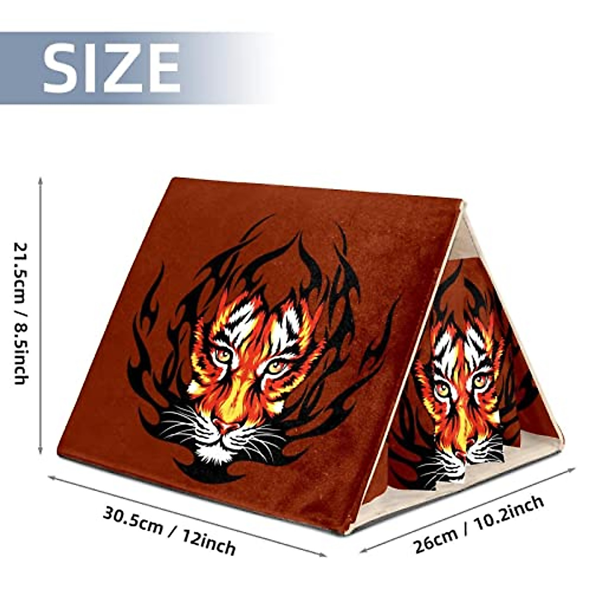 Y-DSIWX Guinea Pig House Bed, Rabbit Large Hideout, Small Animals Nest Hamster Cage Habitats Red Animal Tiger Face