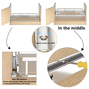 Benzoyl Pull Out Cabinet Shelf, Heavy Duty Under Sink Slide Out Cabinet Organizer, Anti Rust Kitchen Organizer Basket, Smooth Roll Expandable Sliding Drawer, 2 Pack Chrome 16.1~26.6''