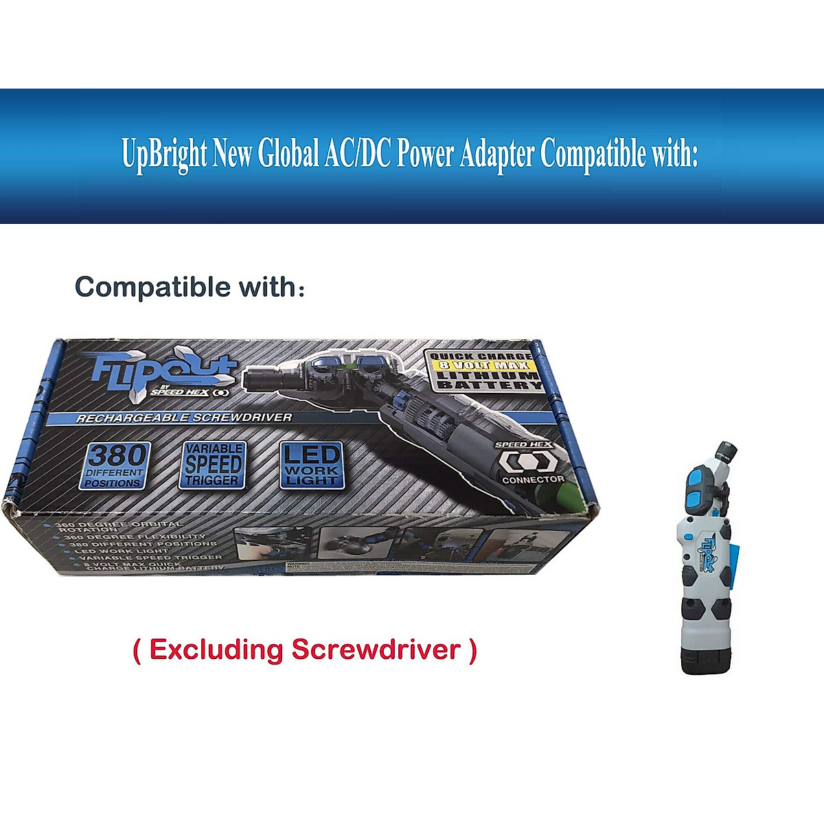 UpBright 8.6V AC/DC Adapter Compatible with Pell SpeedHex TA414 Speed Hex FlipOut 2 PH FOSH2014 FOSH162BP RB-FOSH2016 8 Volt 8V Lithium Battery Screwdriver Spe-8792 myACT APS-L010086100L-G Charger