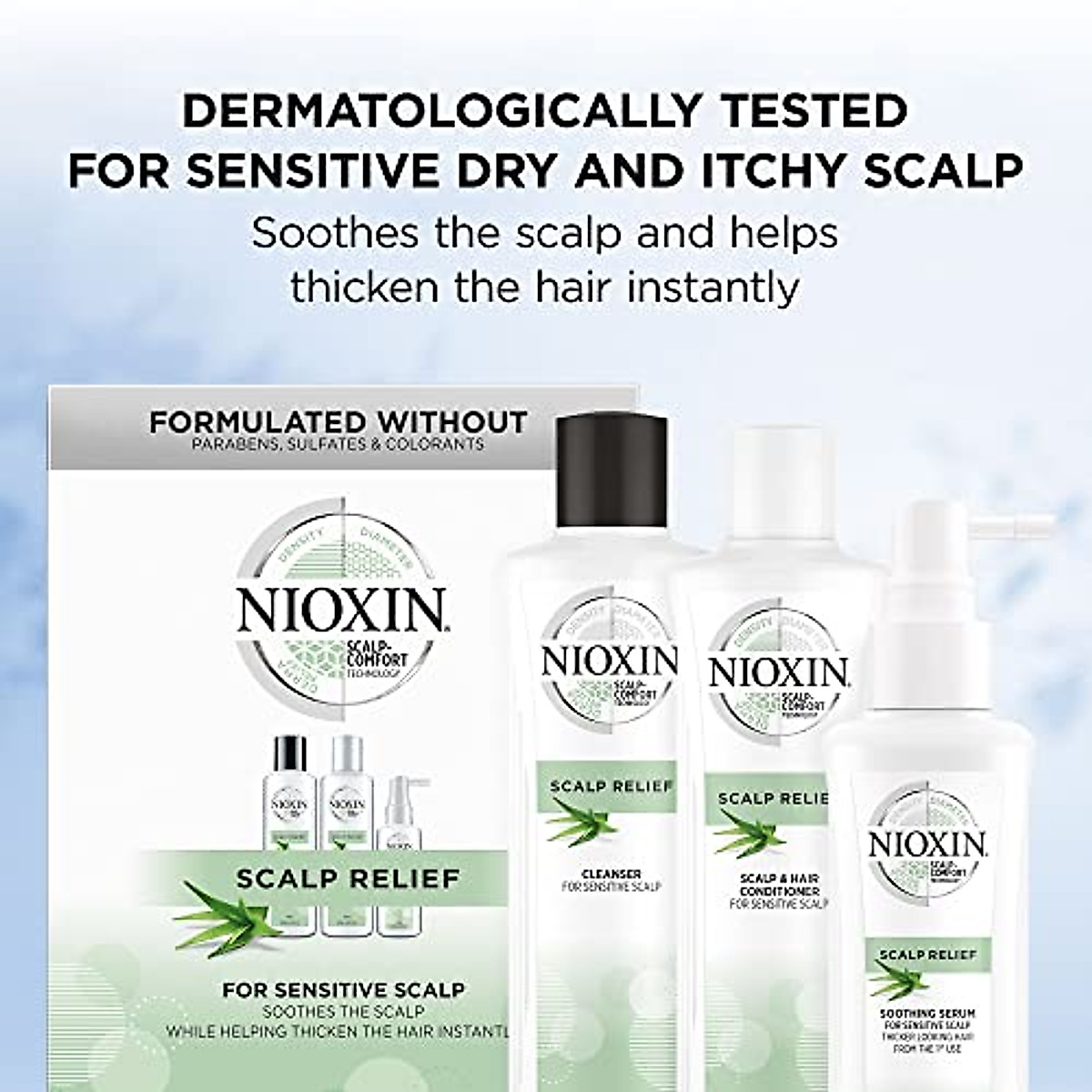Nioxin Scalp Relief System Kit for Sensitive, Dry & Itchy Scalp, Paraben & Sulfate Free