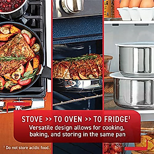 T-fal Ingenio Stainless Steel Cookware Set 4 Piece Induction Stackable, Detachable Handle, Removable Handle, RV Cookware, Cookware, Pots and Pans, Oven, Broil, Dishwasher Safe Silver