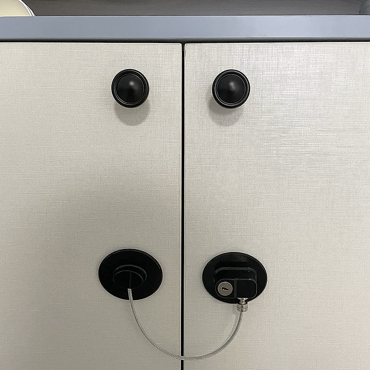 UD Refrigerator Door Locks, Child Safety Lock with Key Suitable Drawer, Washing Machine, Toilet, Window, Cabinet and Other furnitureEach Set Comes with Two Keys, 2pcs(YX3AQS-004-Black-02)