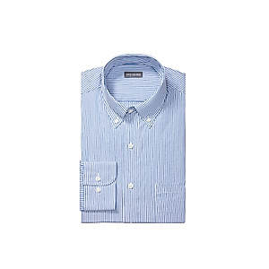 Van Heusen Men's Pinpoint Regular Fit Stripe Button Down Collar Dress Shirt, Blue, 17" Neck 34"-35" Sleeve