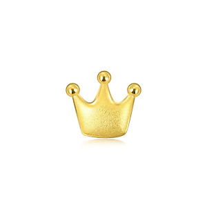 CHOW SANG SANG 999.9 24K Solid Gold Crown Single Stud Earring 91936E (Sold Single Not Pair)