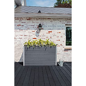 Vita Urbana 16 inch x 56 inch x 33 inch Embossed Vinyl Large Parklette Planter, Slate Grey, Gray, PVC, Woodgrain, BPA and Pthalate Free, VT17613