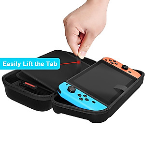daydayup Switch Carrying Case Compatible with Nintendo Switch/Switch OLED, with 20 Games Cartridges Protective Hard Shell Travel Carrying Case Pouch for Console & Accessories