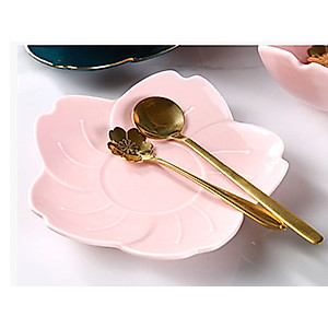 123Arts Sakura Bowl Saucer Set, Ceramic Relief Dessert Bowl Soup Bowl Salad Plate Set