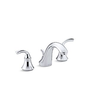 KOHLER ‚Äé10272-4-CP Forte Sculpted Widespread Lav Faucet, Bathroom Sink Faucet with Sculpted Lever Handles, Polished Chrome