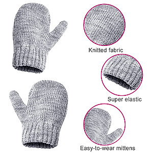 KMOLY Kids Winter Hat Scarf Gloves Set for Girls Boys 3-8 Years,Toddler Earflap Beanie Neck Warmer Mittens Fleece Lined Set Grey