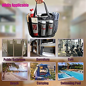 YAWALL Mesh Shower Caddy Bag Shower Tote Basket Portable for Women College Dorm Travel Camp Bathroom Essentials（Black）