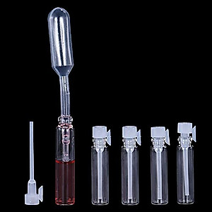 120Pcs 1Ml Mini Cute Empty Glass Perfume Essential Oils Sample Vials with White Plastic Rod Caps Glass Vials Sample Dropper Bottle for Essential Oils Aromatherapy (120Pcs 1Ml White Plastic Rod)