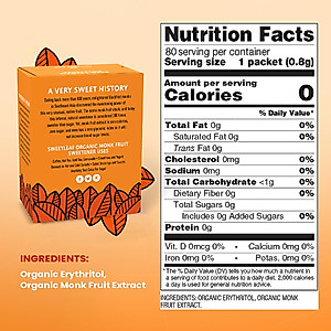 Sweetleaf Monk Fruit Organic Sweetener Granules 80 Packets