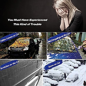 AUQDD 6-Layers PEVA New Material Sedan SUV Full Padded Car Cover Waterproof All Weather Weatherproof UV Sun Protection Snow Dust Storm Resistant Outdoor Exterior Custom Form-Fit Straps 214"-232" Black