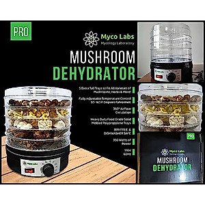 Myco Labs 350 Watt Mushroom Dehydrator with Adjustable Temperature Control and Extra Tall Trays