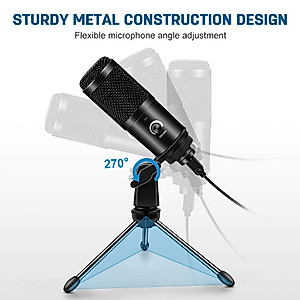 ARCHEER USB Microphone for PC, Condenser Gaming Microphone for Computer Laptop MAC or Windows, Mini Streaming Mic for Podcast YouTube Video Singing Cardioid Studio Recording Plug and Play, Black
