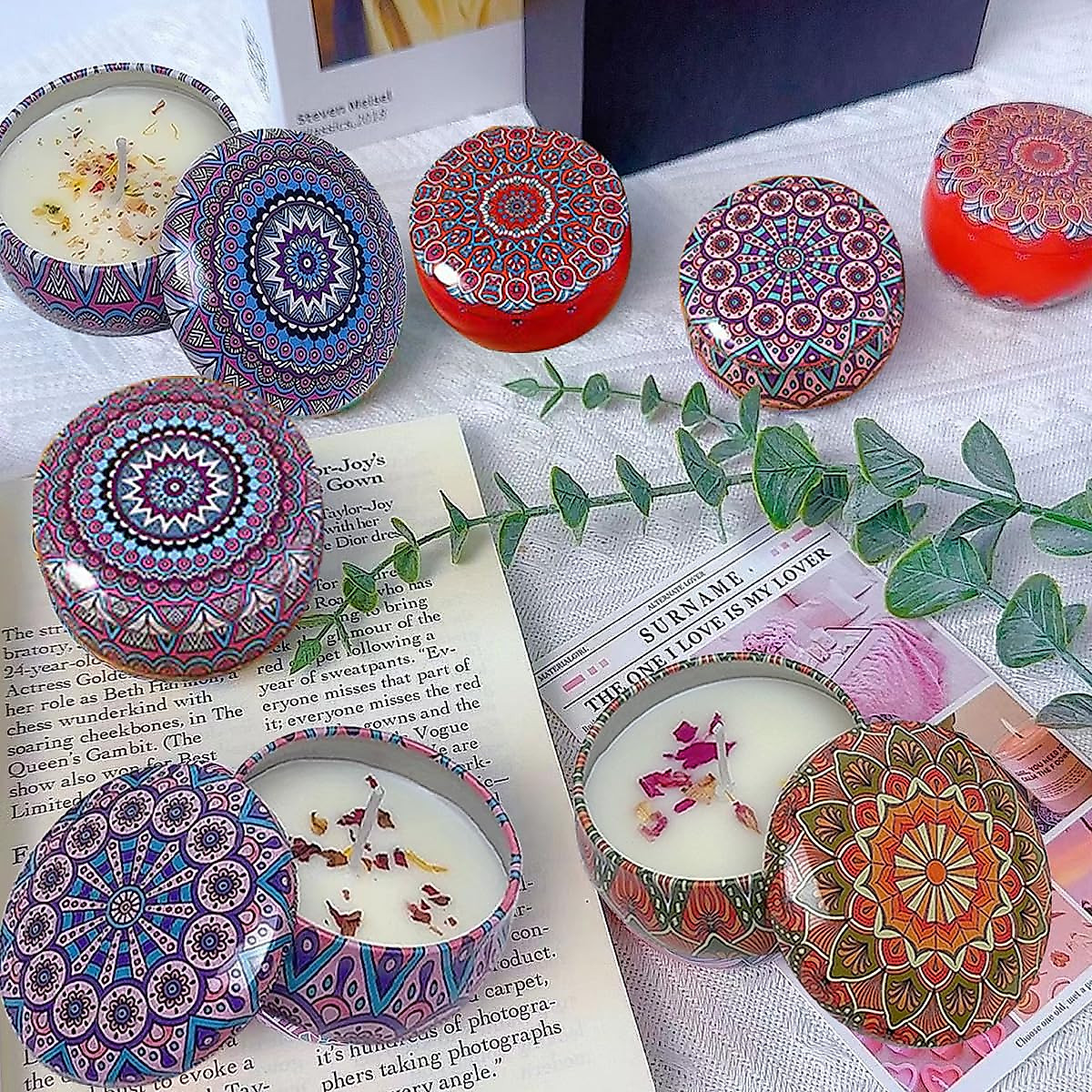 HYCSC Scented Candles Gift Set, 4 Pack Aromatherapy Candle for Home, Lavender Candle Birthday Gifts for Women, Long Lasting Soy Wax, Mom Bath Spa Meditation Christmas Gifts Candles (4PCS)