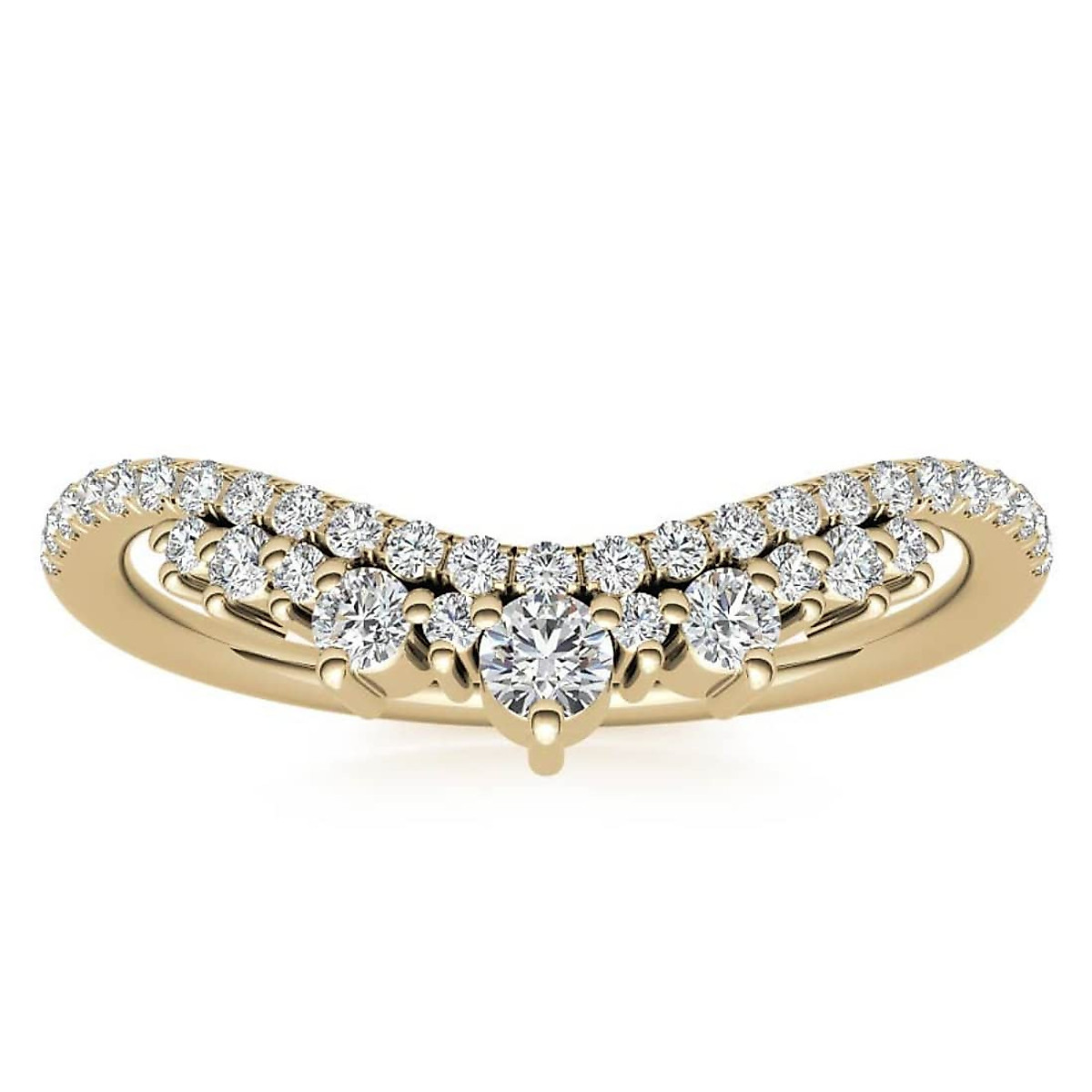 Bhumi Gems Round Cut Curved Moissanite Wedding Band, Engagement Bridal Ring Eternity Stackable Matching Dainty Antique Vintage Comfort Fit Handmade Jewelry Anniversary Band