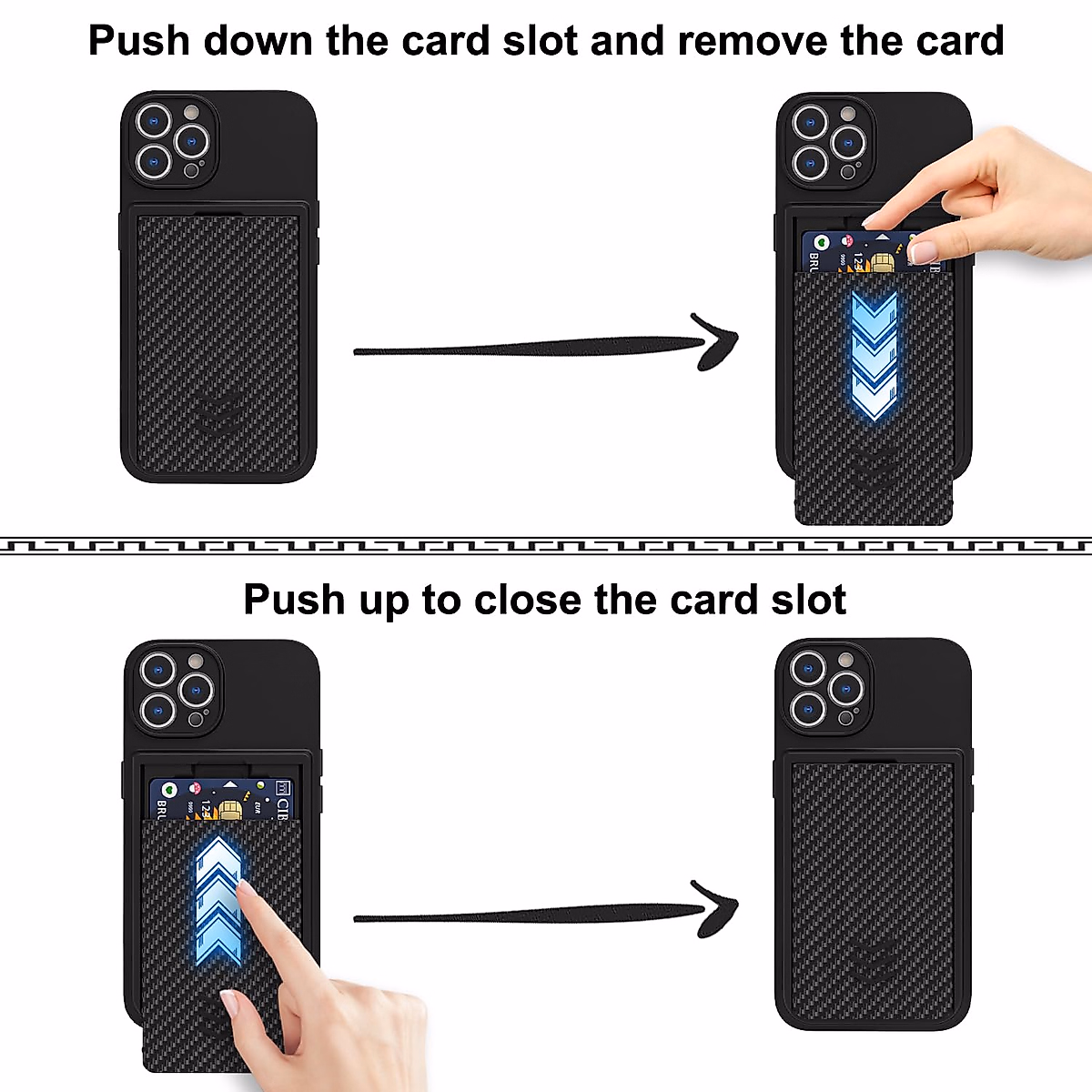 Karrint Compatible with iPhone 13 Pro Max Case with Card Holder Shockproof Scratch-Resistant Full Camera Protective Wallet Case for iPhone 13 Pro Max for Women Men Black