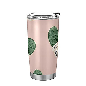 WELLDAY Pink Cactus Stainless Steel Tumbler Cup with Straw & Lid Double Wall Vacuum Insulated Travel Mug Hot Cold Water Bottle Coffee Drinks Cup 20oz