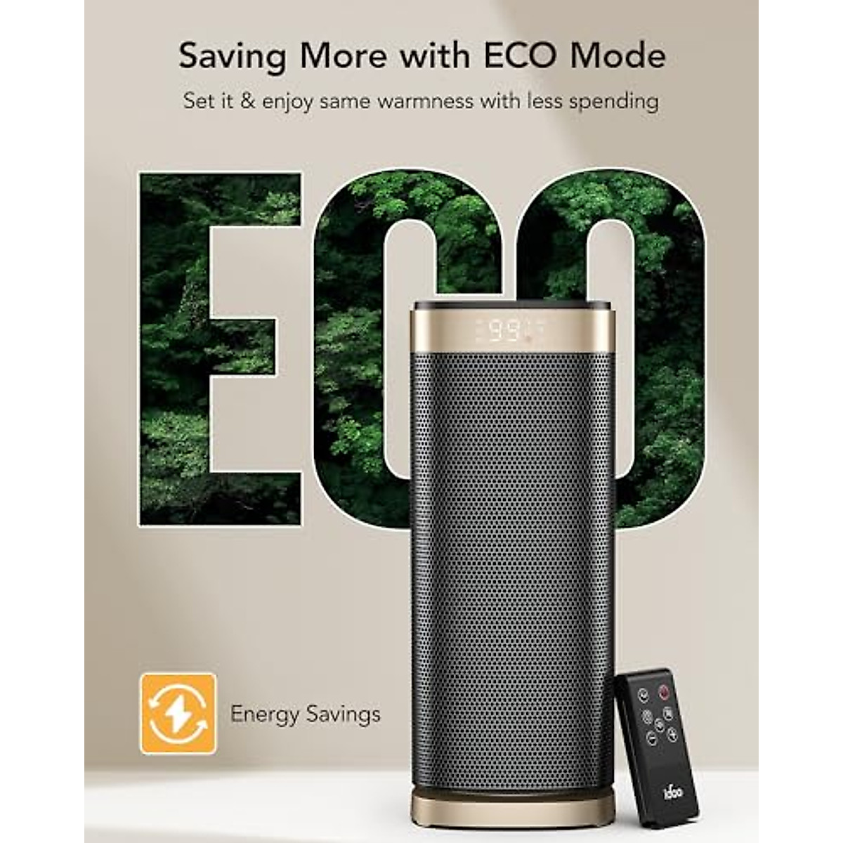 iDOO Space Heater, Portable Electric Heaters for Indoor Use, PTC Ceramic Heating with Thermostat for small Bedroom, Large Room & Office, Remote, 70° Oscillation, 24H Timer, christmas Gifts for home