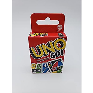 UNO GO! Pocket-Sized Cards for On The Go Play Mini Sized Playing Cards for Travel Stocking Stuffer Birthday Party Kids, Adults Family Game Night Color Matching Fun