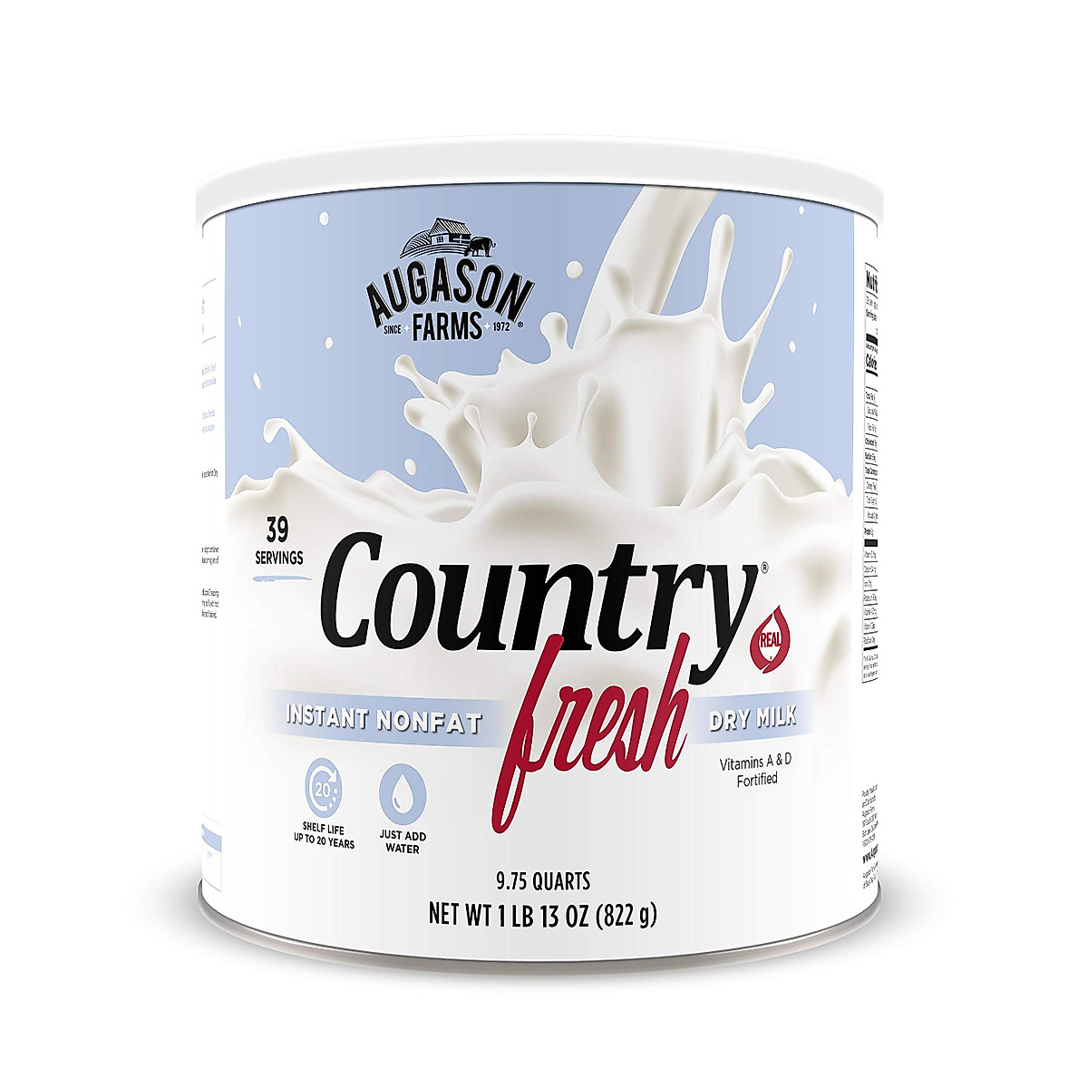 Augason Farms 5-90620 Country Fresh 100% Real Instant Nonfat Dry Milk, 1 lb., 13 oz. & Honey White Bread Scone & Roll Mix Emergency Food Storage #10 Can