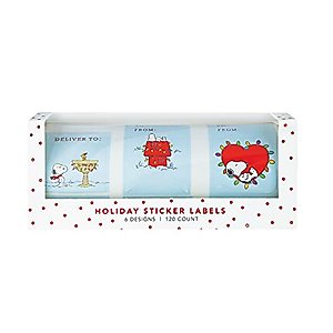 Graphique Peanuts™ Gift Label Rolls | 120 Self-Adhesive Christmas Stickers | 6 Unique Designs with Red Foil Accents | to and from Names | for Holiday Wrapping Paper & Gift Bags
