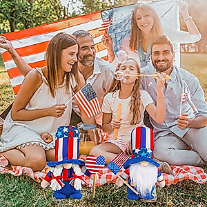 4th of July Decorations Gnomes, 2pcs Mr & Mrs. Gnomes Plush Memorial Veterans Armed Forces Day Decor, Handmade USA Gnome Tabletop Sign Ornaments Party Supplies for Fourth of July Patriotic Day