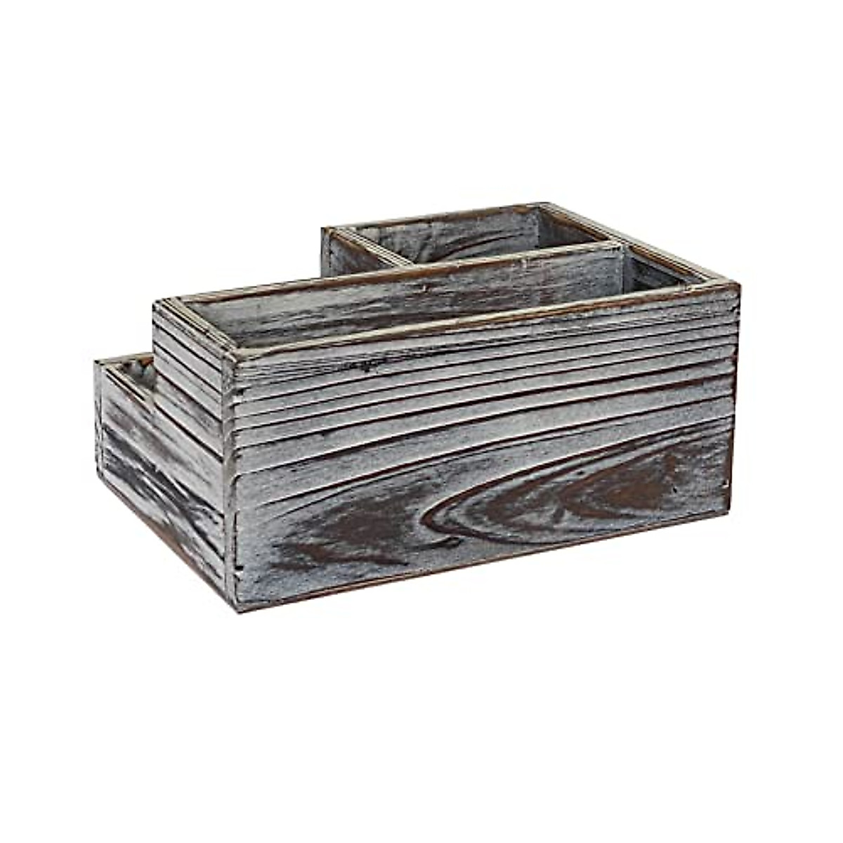 Cregugua Rustic Wood Pen and Pencil Holder Decorative Stationary Wooden Organizer Office/Home (5.5X7.9X3.5 in)