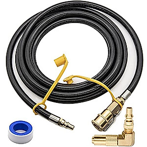 LEIMO KPARTS 12FT Rv Quick Connect Propane Hose with Propane Elbow Adapter for 17" and 22" Blackstone Griddles, Low Pressure Quick Disconnect Propane Extension Hose Rv to Gas Grill.