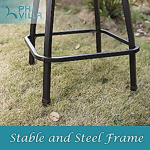 PHI VILLA Patio Swivel Bar Stools Outdoor Swivel 2 Bar Height Chair Patio Furniture Set, (Set of 4)