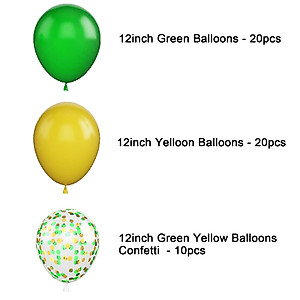 Yellow Green Balloons, Yellow and Green Confetti Latex Balloon for Party Decorations,12 Inch,Pack of 50