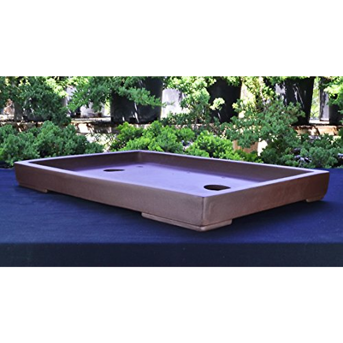 Oversize Large Unglazed 32" Rectangular Flat Yixing Purple Clay Ceramic Bonsai Pot(PA63-31)