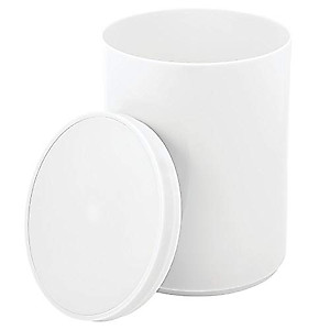 mDesign Plastic Small Slim Round 1.7 Gallon/6.5 Liter Trash Can with Removable Swing Lid - Wastebasket, Garbage Container Basket Bin for Master/Guest Bathroom - Holds Rubbish/Recycle - White