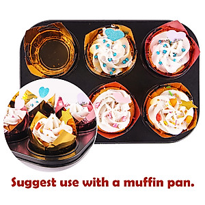 Webake Tulip Cupcake Liners, 100pcs Gold Muffin Liners Baking Cups, 3.5 Ounce Disposable Rose Gold Cupcake Cups, Jumbo Aluminum Foil Cupcake Wrappers for Party, Wedding, Birthday, Christmas