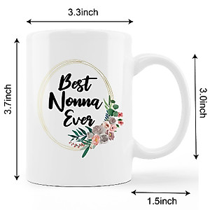 kunlisa Best Nonna Ever Floral Mug Cup,Best Grandma Ceramic Mug-11oz Coffee Milk Tea Mug Cup,Farmhouse Home Decor,Grandmother Grandma Nonna Birthday Mother's Day Gifts From Grandson Granddaughter