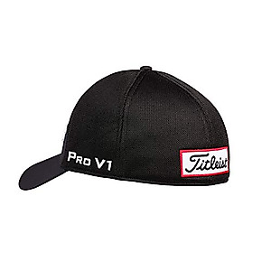 Titleist Men's Tour Sports Mesh Golf Hat, Black/White S/M