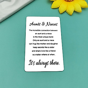 Aunt Niece Gifts Engraved Wallet Insert Card Aunt Gifts for Women Birthday Gift for Niece Girl Niece Gift from Her Auntie Graduation Gifts from Aunt Metal Wallet Insert Card Mothers Day Jewelry