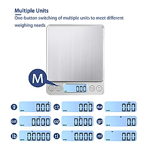 KUBEI Upgraded Large Range Small Kitchen Scale, USB Charging Mini Food Electronic Scale, High Accuracy Cooking Scale, Pocket Scale with LCD Display, 1kg/0.01