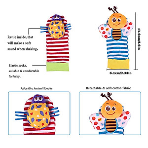 Baby Rattles Toys 0-3-6-12 Months, Wrist Rattles & Foot Rattle Socks Toy for Babies, Soft Newborn Toys for Infant Boy or Girl