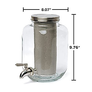 County Line Kitchen - Cold Brew Mason Jar Coffee Maker, Durable Glass, Heavy Duty Stainless Steel Filter, Lid, and Pour Spout - 4 Quart, (128 oz / 1 Gallon)
