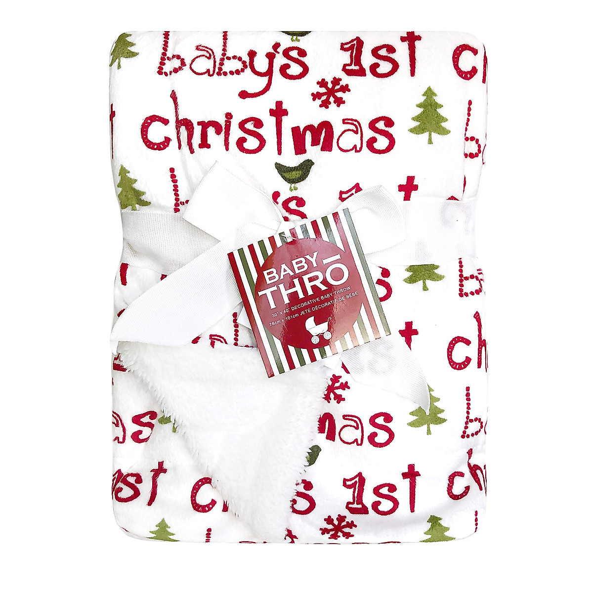 SUAVEC Thro Micromink Decorative Christmas Baby Throw Blanket, 30" x 40" (Baby First Xmas)