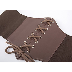 GRACE KARIN Coffee High Waist Belts Stretchy Lace-up Corset Elastic Cinch Waist Belt for Women (2XL,Coffee)